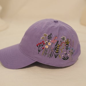Beautifully Embroidered Botanical Flower Baseball Cap,handmade ...