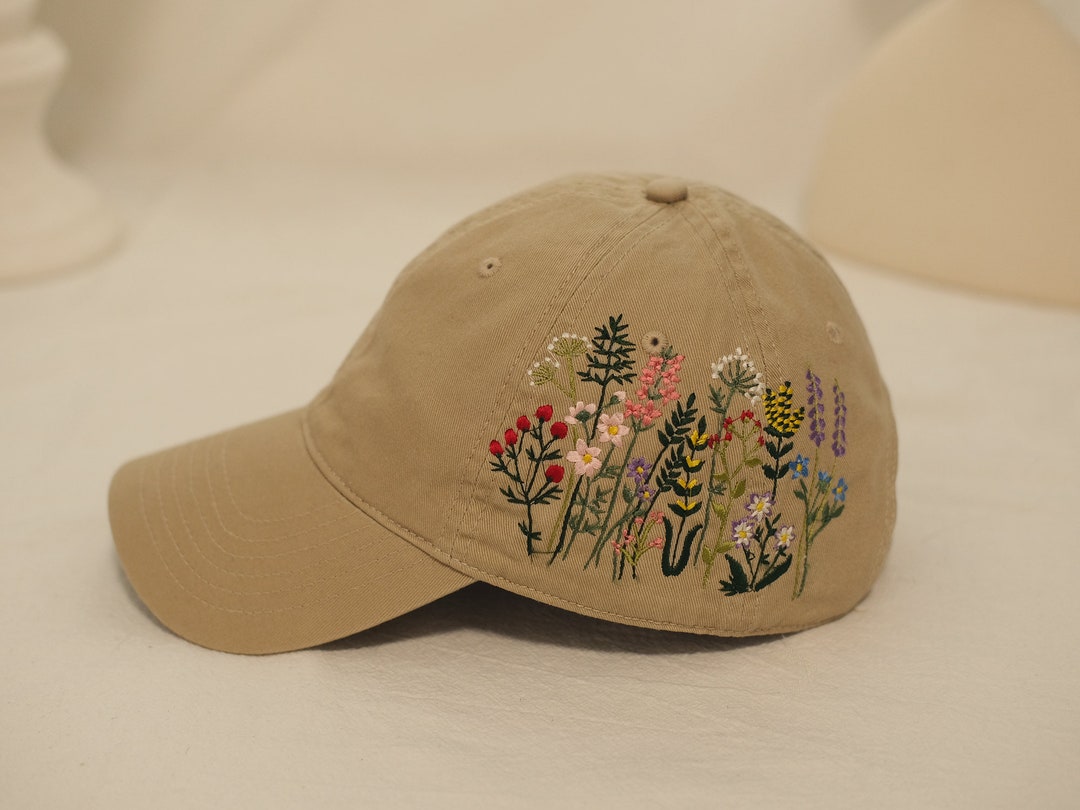 Beautifully Embroidered Botanical Flower Baseball Cap,handmade ...