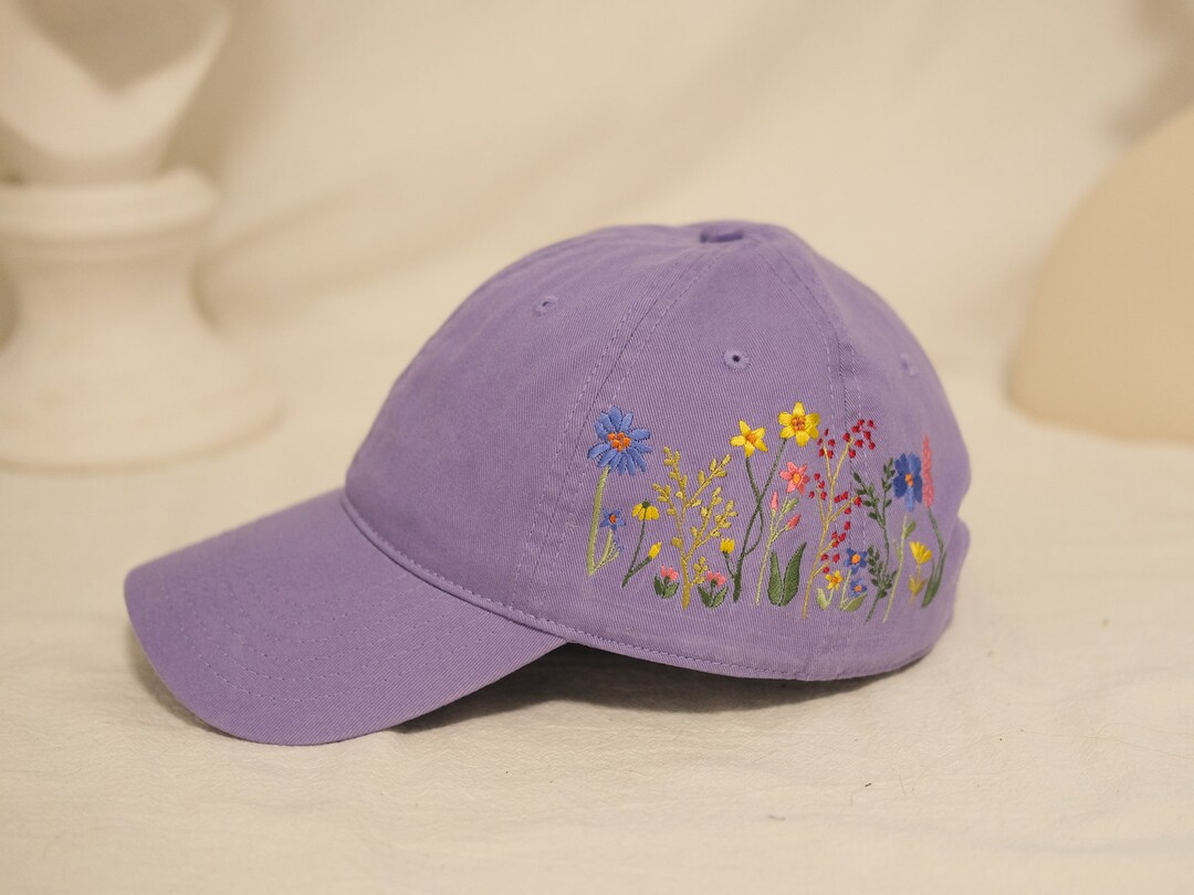 Handmade Floral Embroidered Baseball Caps, Baseball Cap Gifts ...