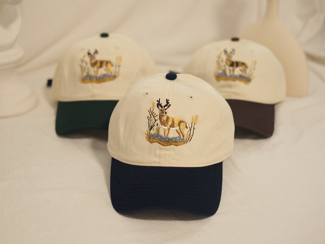 Handcrafted Embroidered Deer Baseball Cap: Women's Cotton Hat - Etsy
