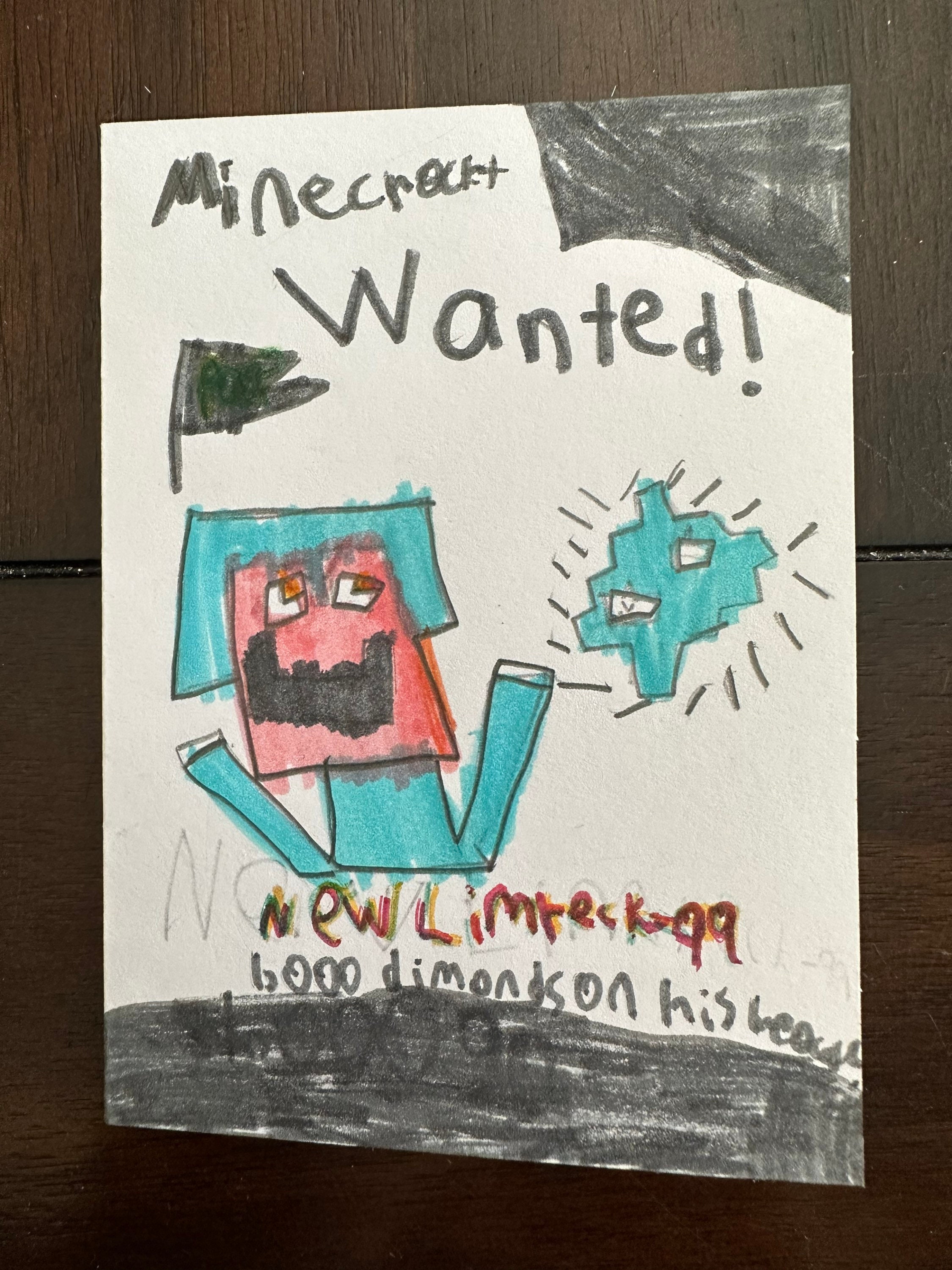 Minecraft Wanted Poster Blank Greeting Card - Etsy