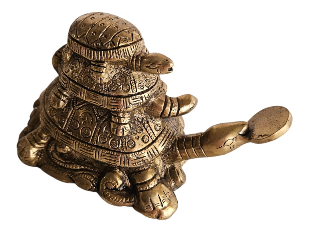 Turtle in 3 -tier for Good Fortune, Brass Feng Shui & Vaastu Décor ...