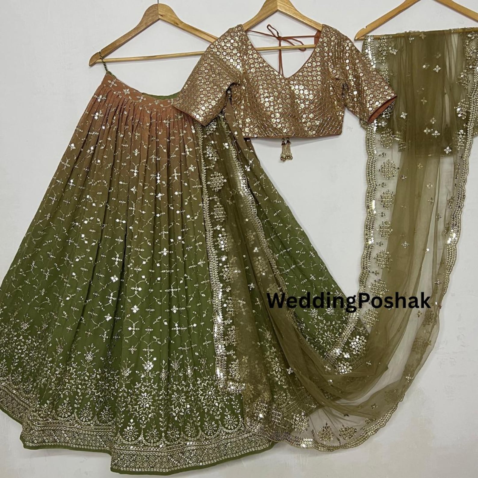 Mahendi Green Lehenga Choli for Women | Indian Wedding Wear Mahendi ...