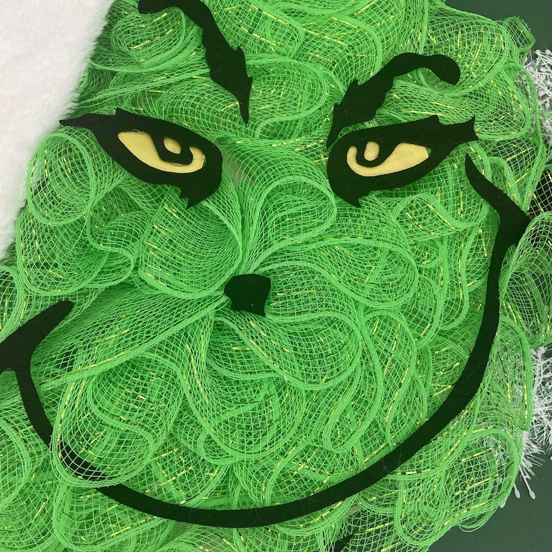 Christmas Grinch Wreathfront Door Wreathgreen Monster Round - Etsy