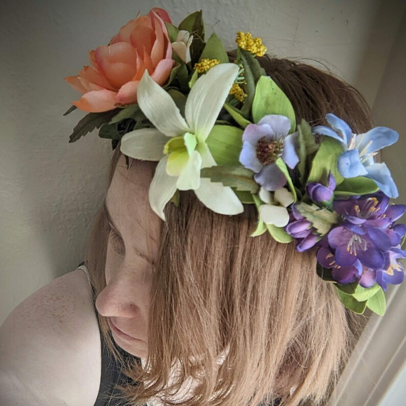 Pastel Rainbow Silk Flower Crown - Etsy