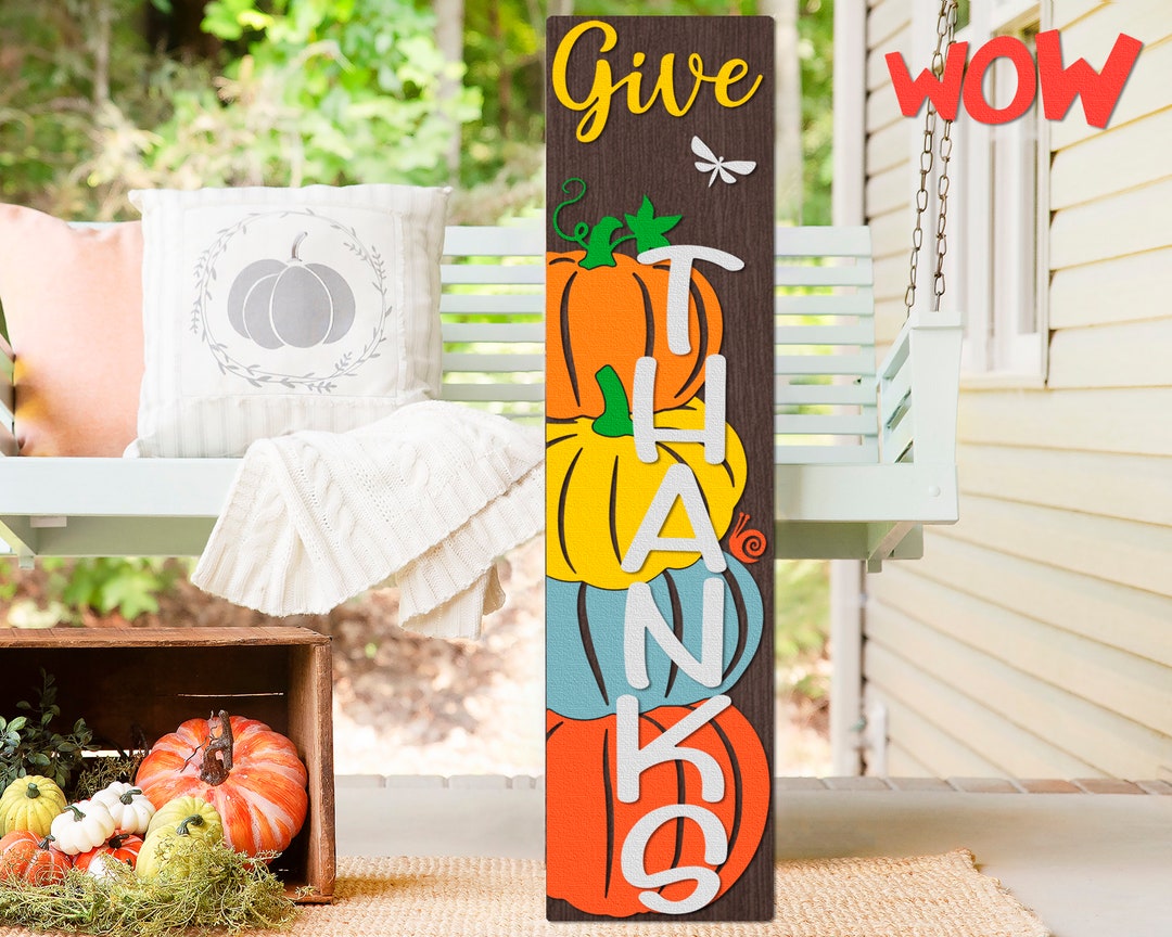 Give Thanks SVG Autumn Vertical Porch Sign Cut File - Etsy