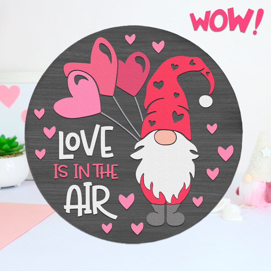 Love is in the Air SVG, Layered Round Hanger Cut File, Silhouette of a ...