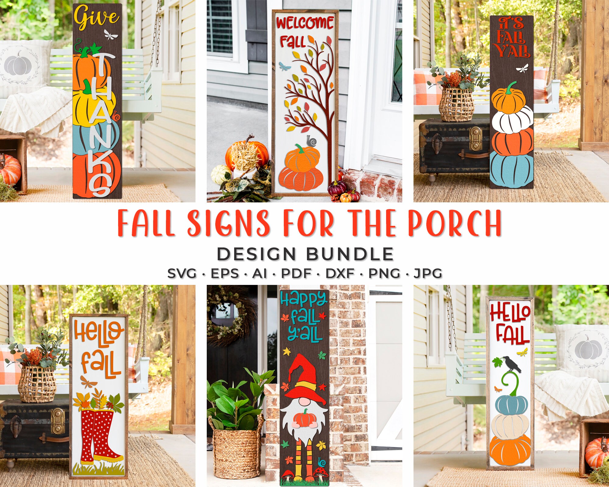 Fall Porch Signs SVG Bundle Autumn Porch Sign DXF Layered - Etsy