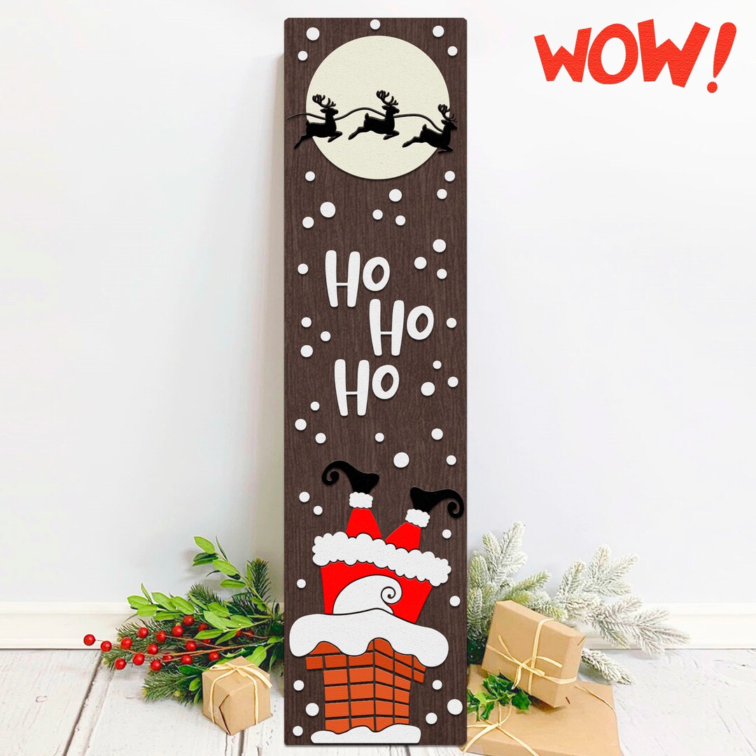 Ho Ho Ho SVG Layered Porch Sign Cut File Silhouette of Santa - Etsy ...