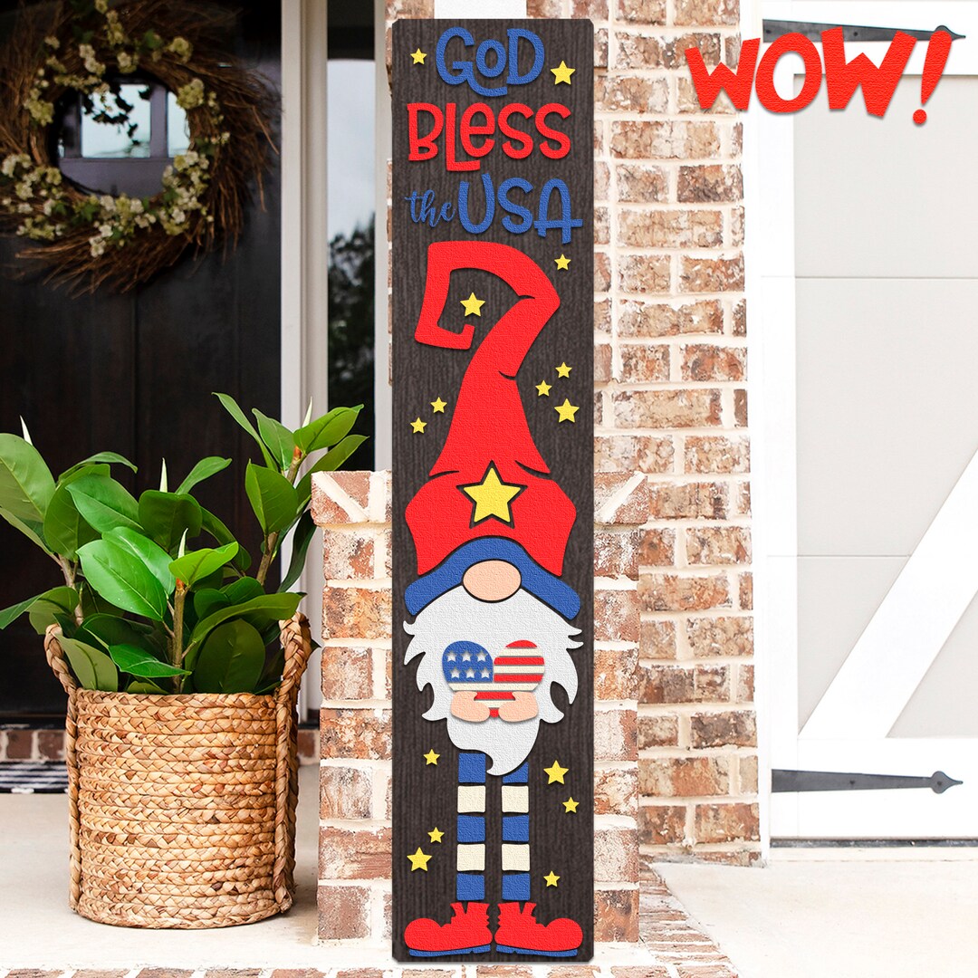 God Bless the USA SVG, Independence Day Porch Sign Cut File, Summer ...