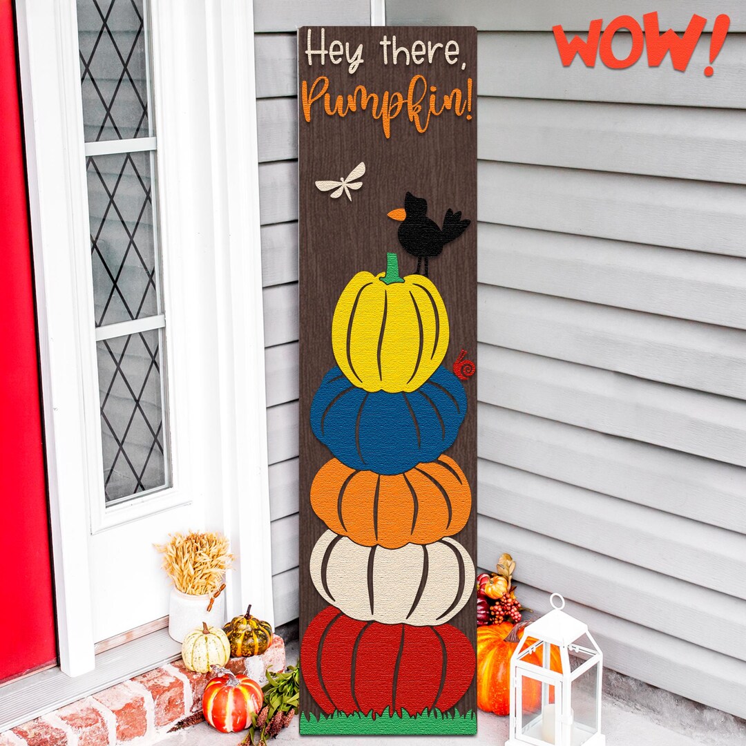 Hey There Pumpkin SVG, Layered Porch Sign Cut File, Fall Pumpkins ...