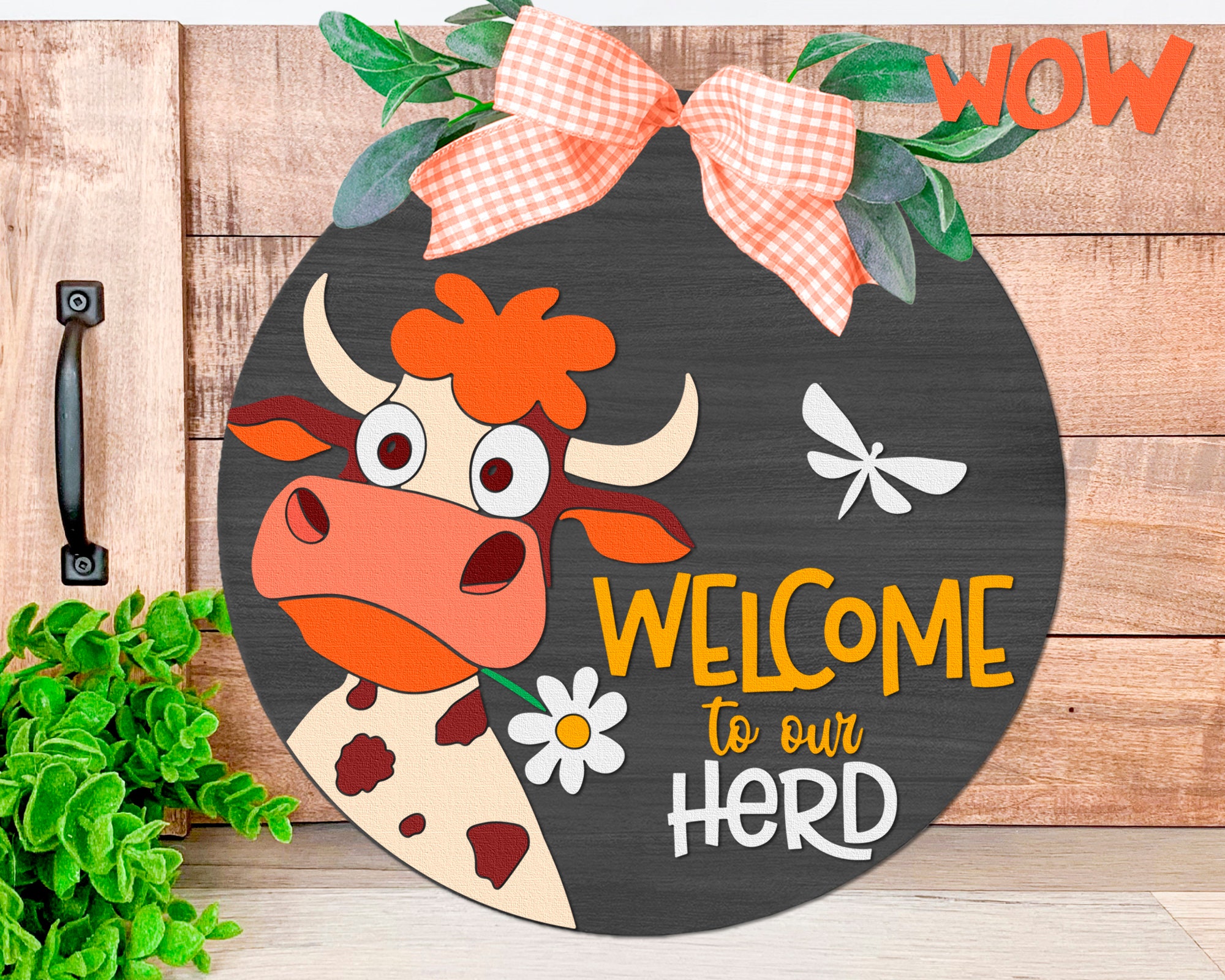 Welcome to Our Herd SVG Peeking Cow DXF Door Sign Cut File - Etsy UK