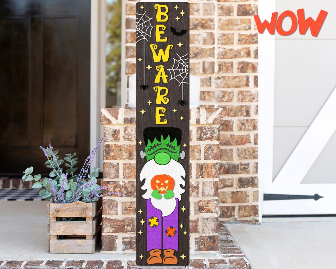 Beware SVG, Halloween Porch Sign DXF, Fall Layered Leaner Cut File ...
