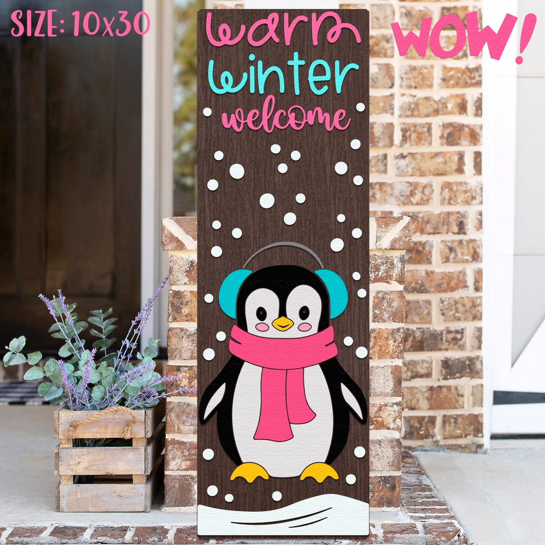 Warm Winter Welcome SVG, Christmas Vertical Porch Sign Cut File ...