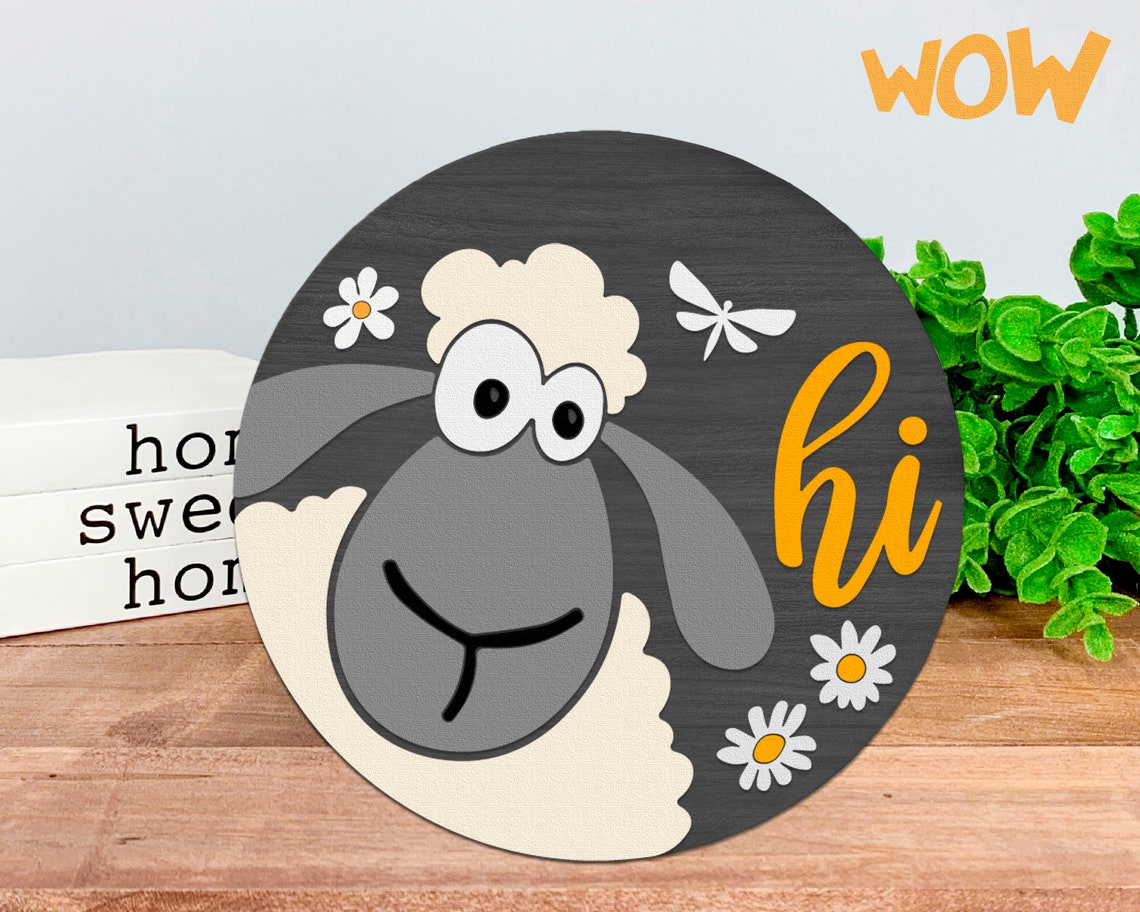 Sheep Hi SVG Farm Round Hanger Cut File Farmhouse DXF - Etsy