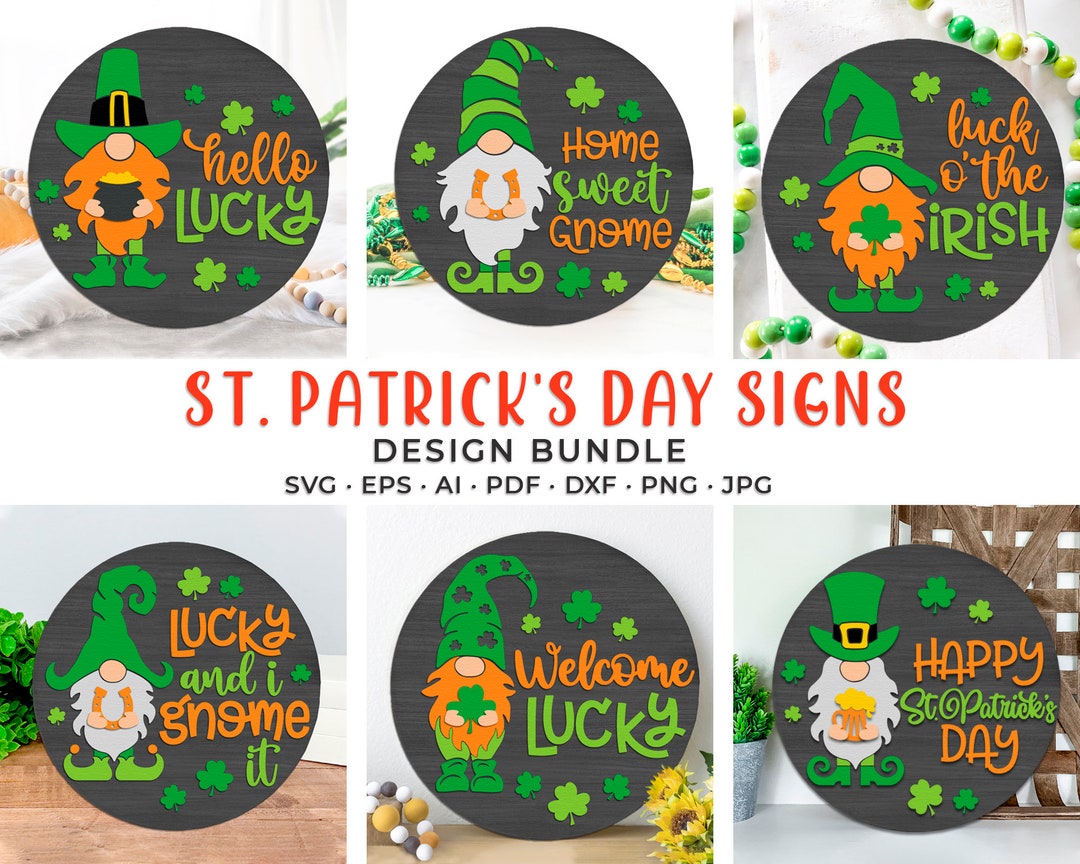 St. Patrick's Day Signs SVG Bundle Layered Round Hanger - Etsy