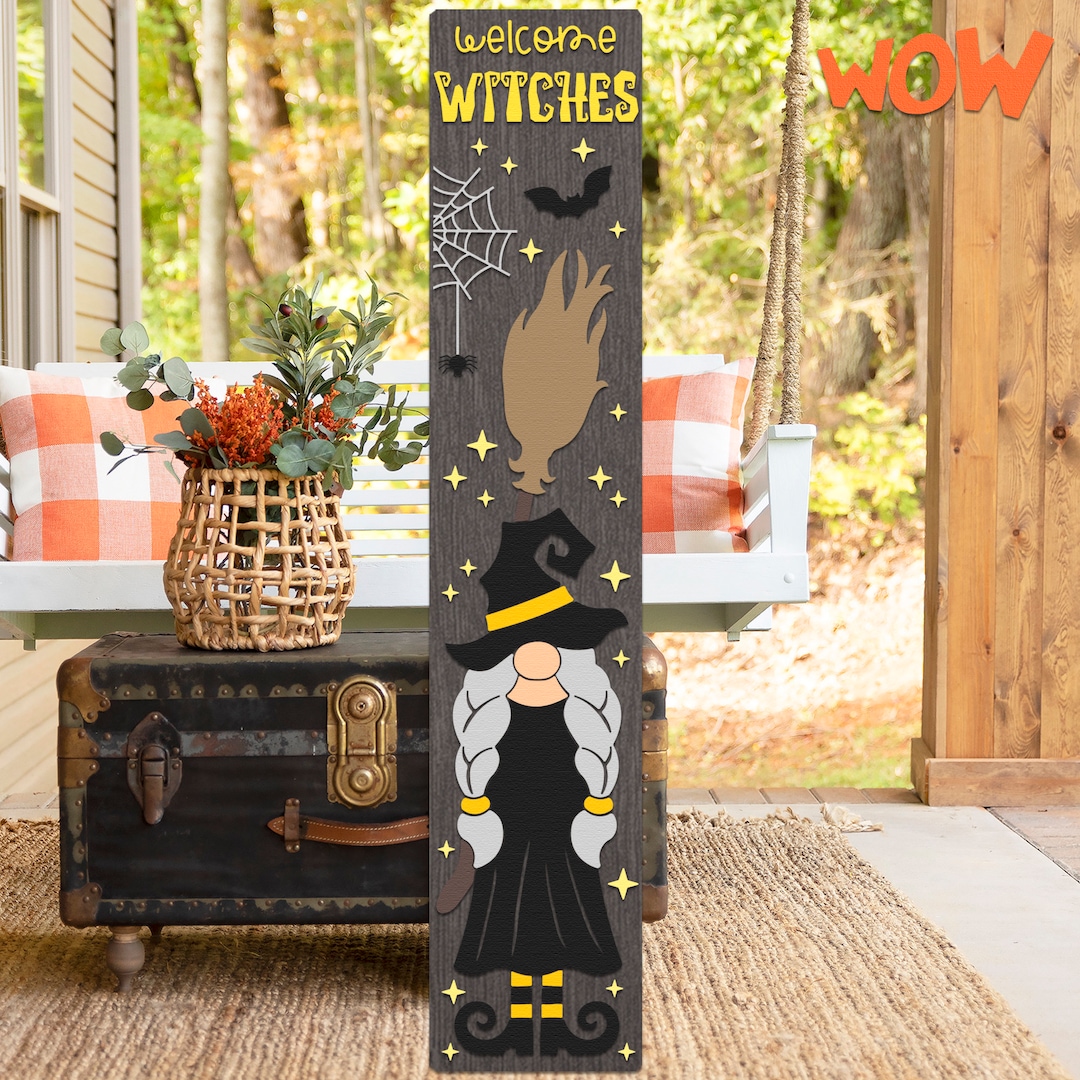 Welcome Witches SVG, Halloween Porch Sign DXF, Fall Layered Leaner Cut ...