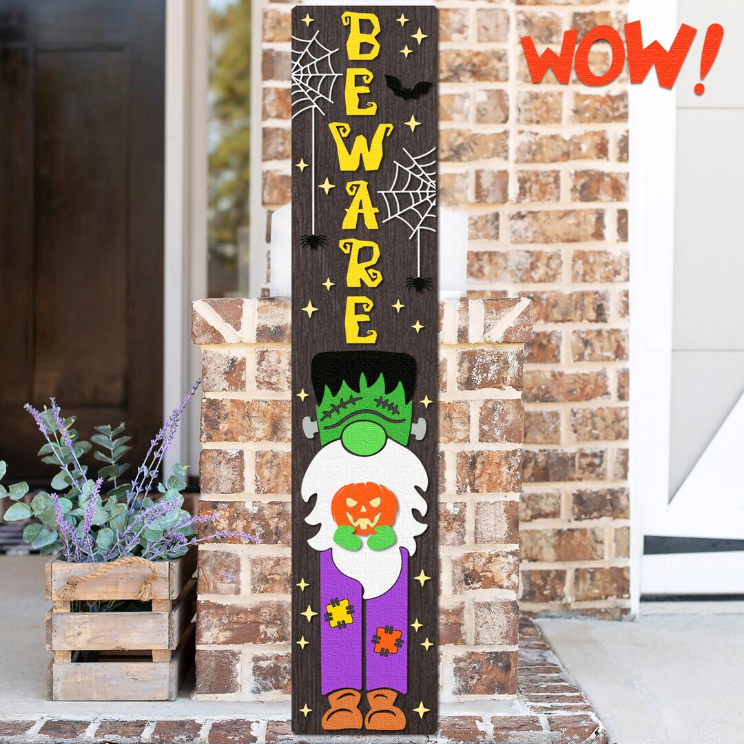 Beware SVG, Halloween Porch Sign DXF, Fall Layered Leaner Cut File ...