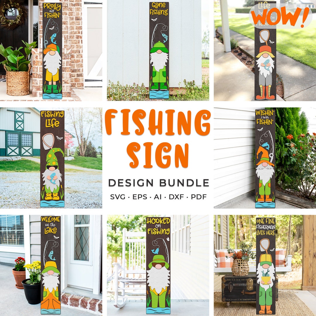 Fishermen Sign SVG Bundle, Layered Porch Sitter Cut File, Summer Leaner ...