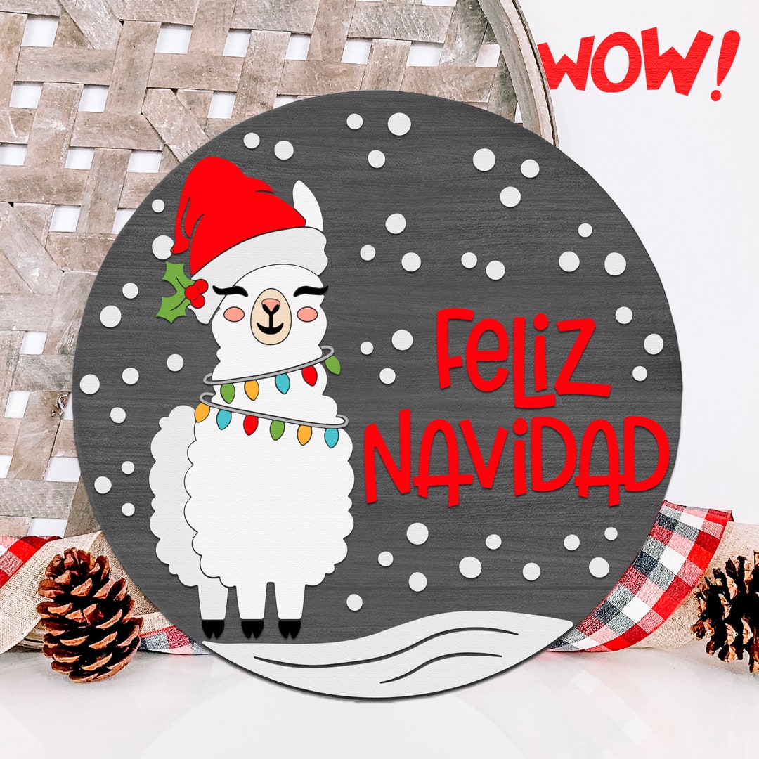 Feliz Navidad SVG, Layered Xmas Door Sign Cut File, Christmas Hanging ...