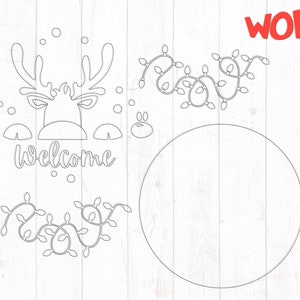 Reindeer Welcome SVG, Layered Door Hanger Cut File, Christmas Hanging ...