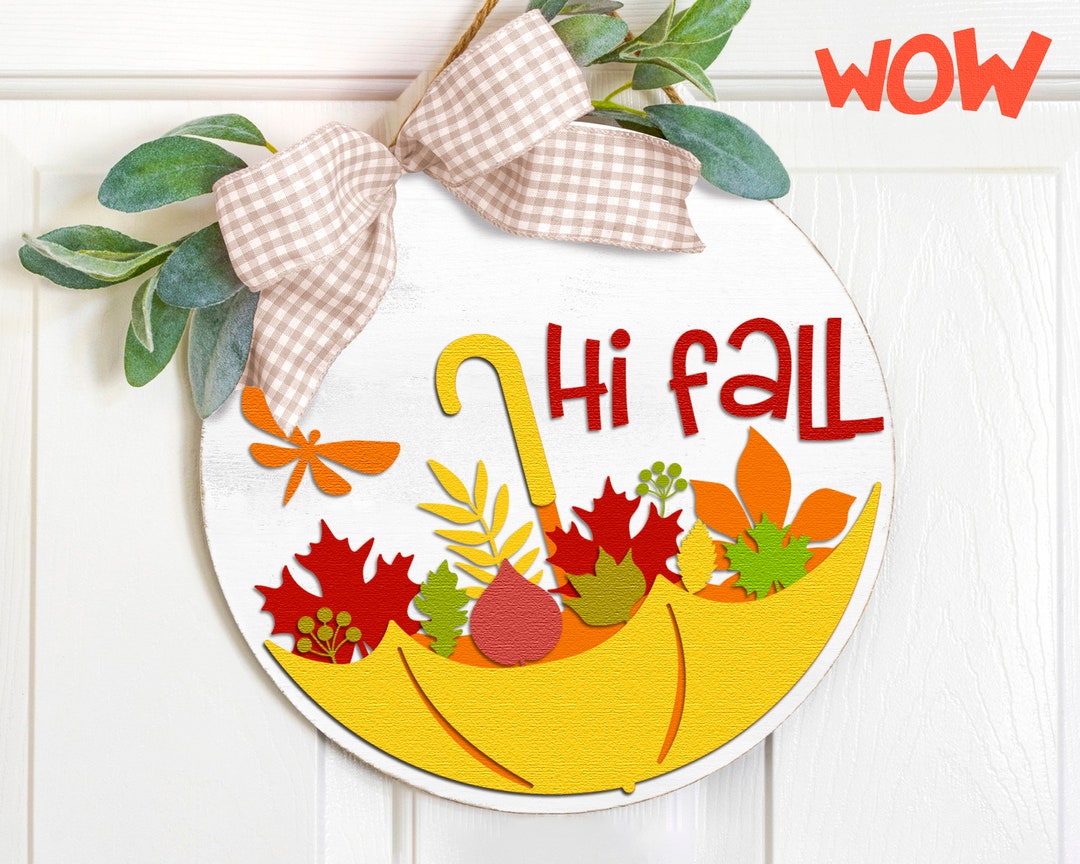 Hi Fall SVG Round Hanger Cut File Layered Door Sign - Etsy