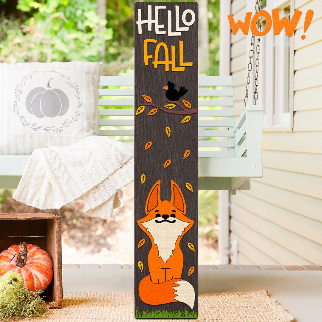 Hello Fall SVG, Autumn Porch Sign DXF, Layered Fall Leaner Cut File ...