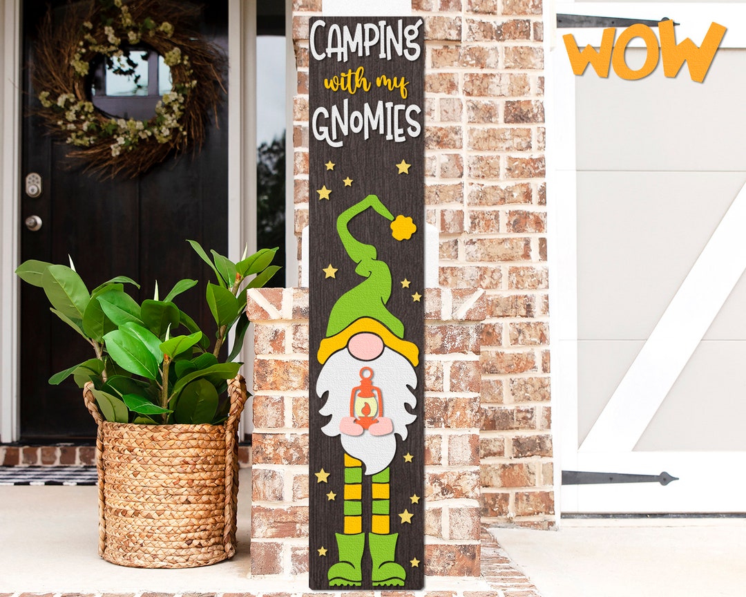 Camping With My Gnomies SVG, Porch Board Cut File, Gnome With a ...