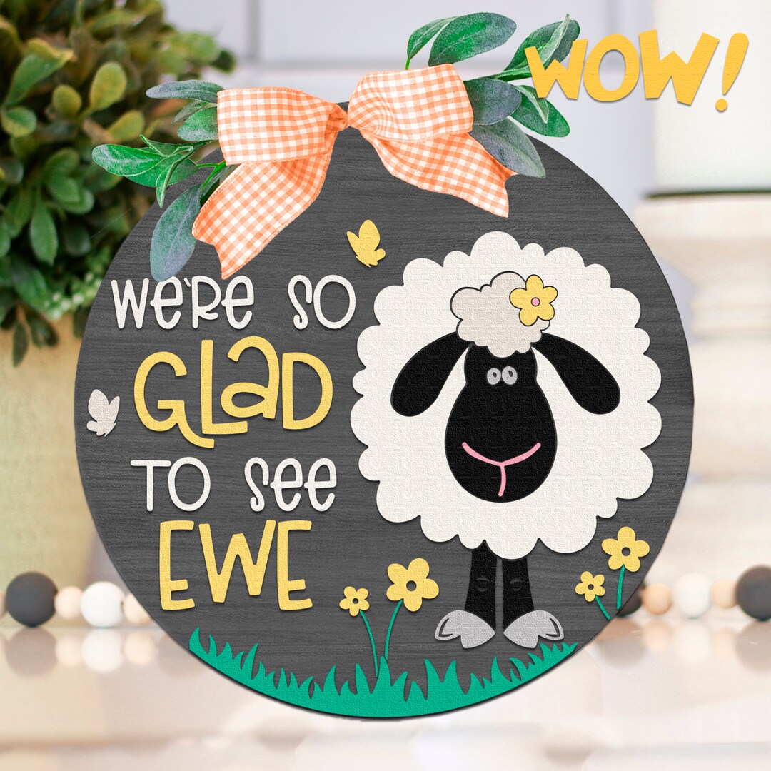 We're so Glad to See Ewe SVG, Silhouette of a Sheep in the Grass ...