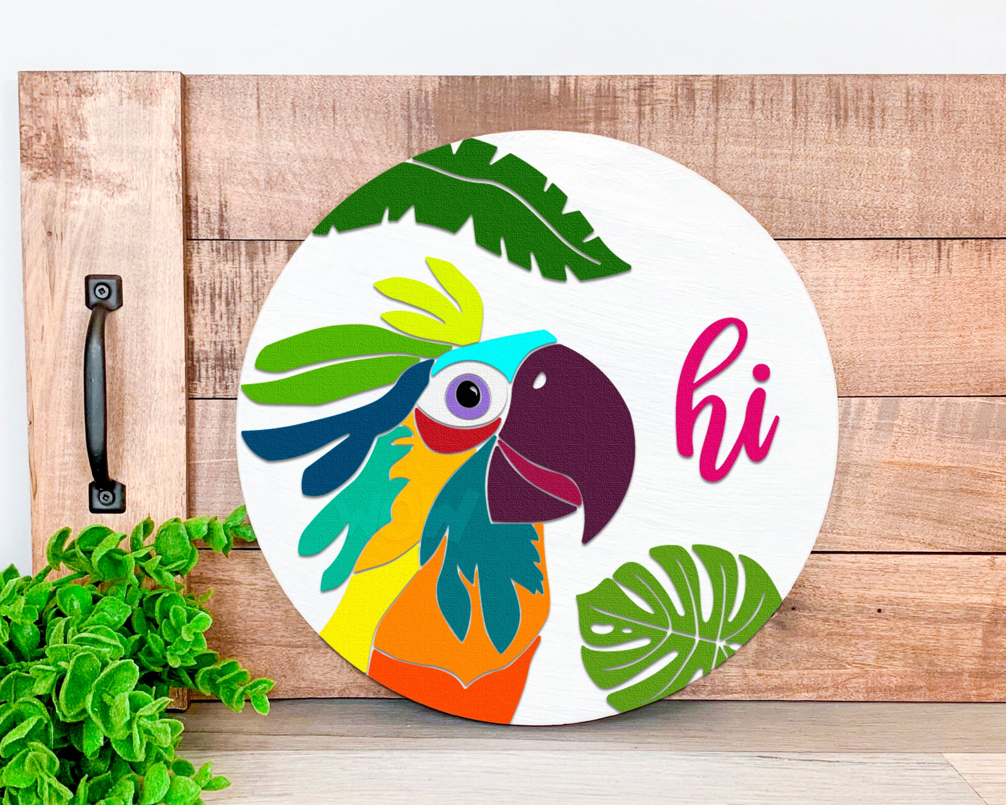 Parrot Hi SVG Round Hanger Cut File Cockatoo DXF Layered - Etsy