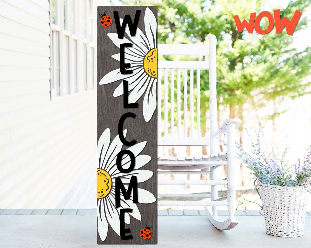 Daisy Welcome SVG Porch Sign Cut File Daisy with a Ladybugs - Etsy México