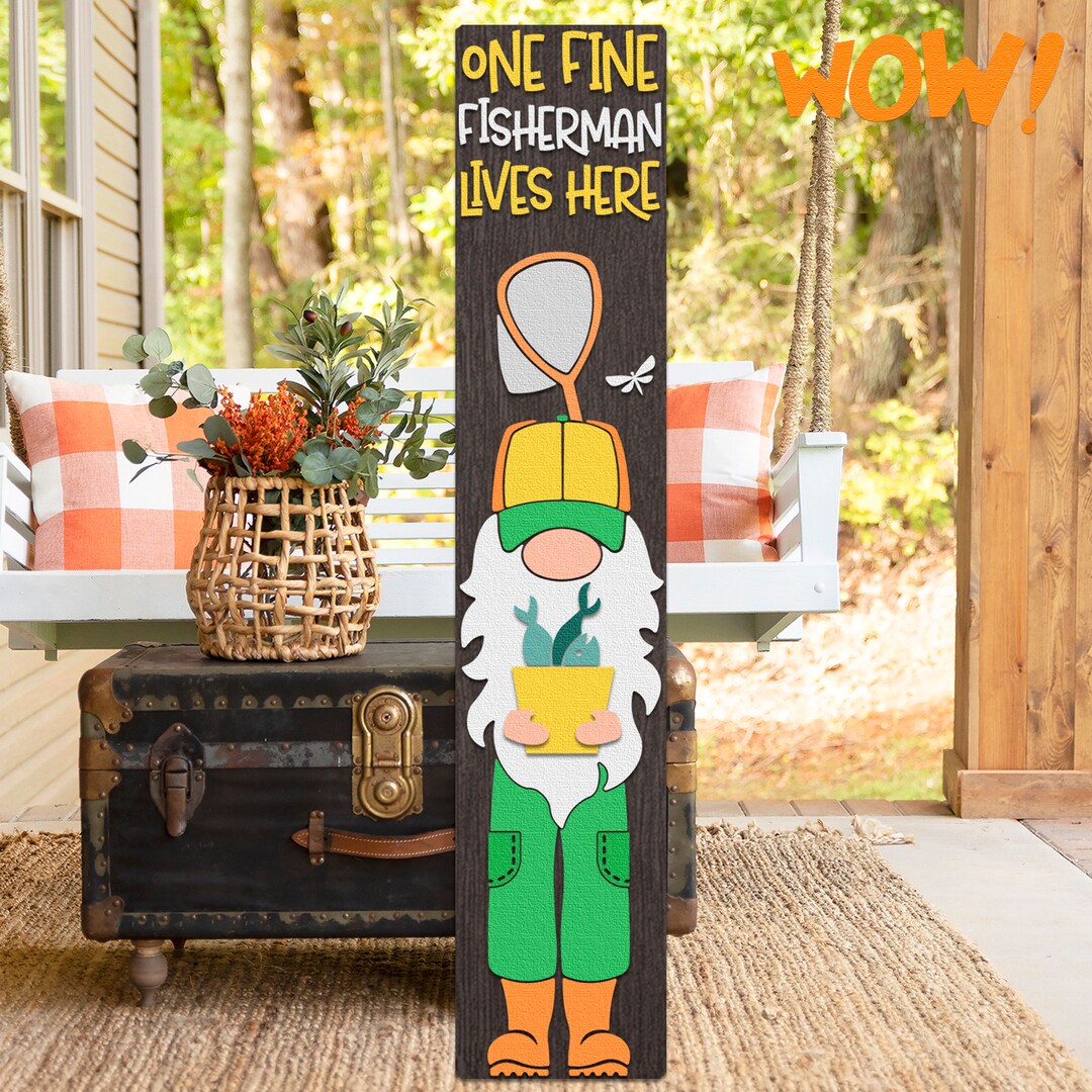 One Fine Fisherman Lives Here SVG, Layered Porch Sign Cut File ...