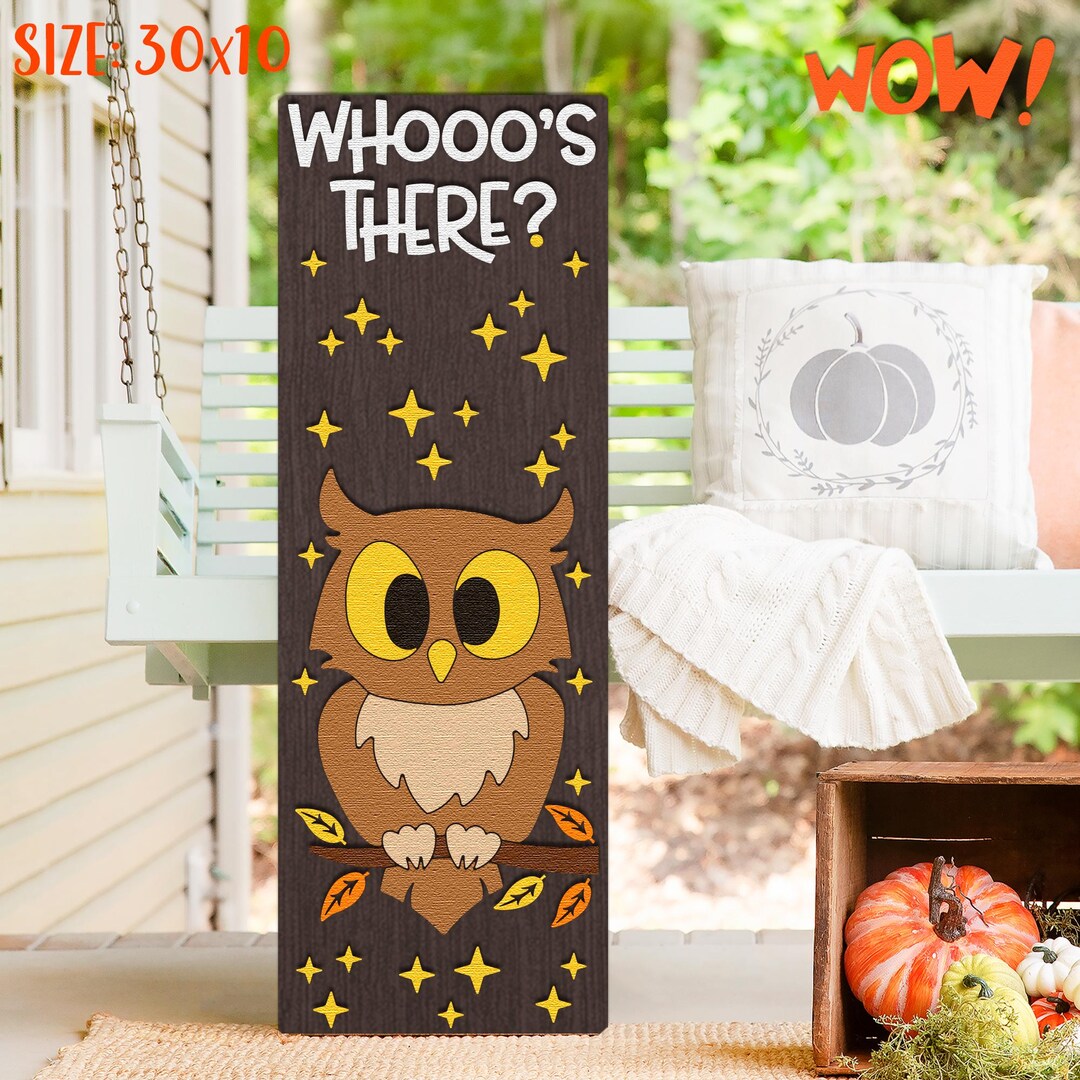 Whooos There SVG, Fall Porch Sign Cut File, Silhouette of a Cute Owl ...