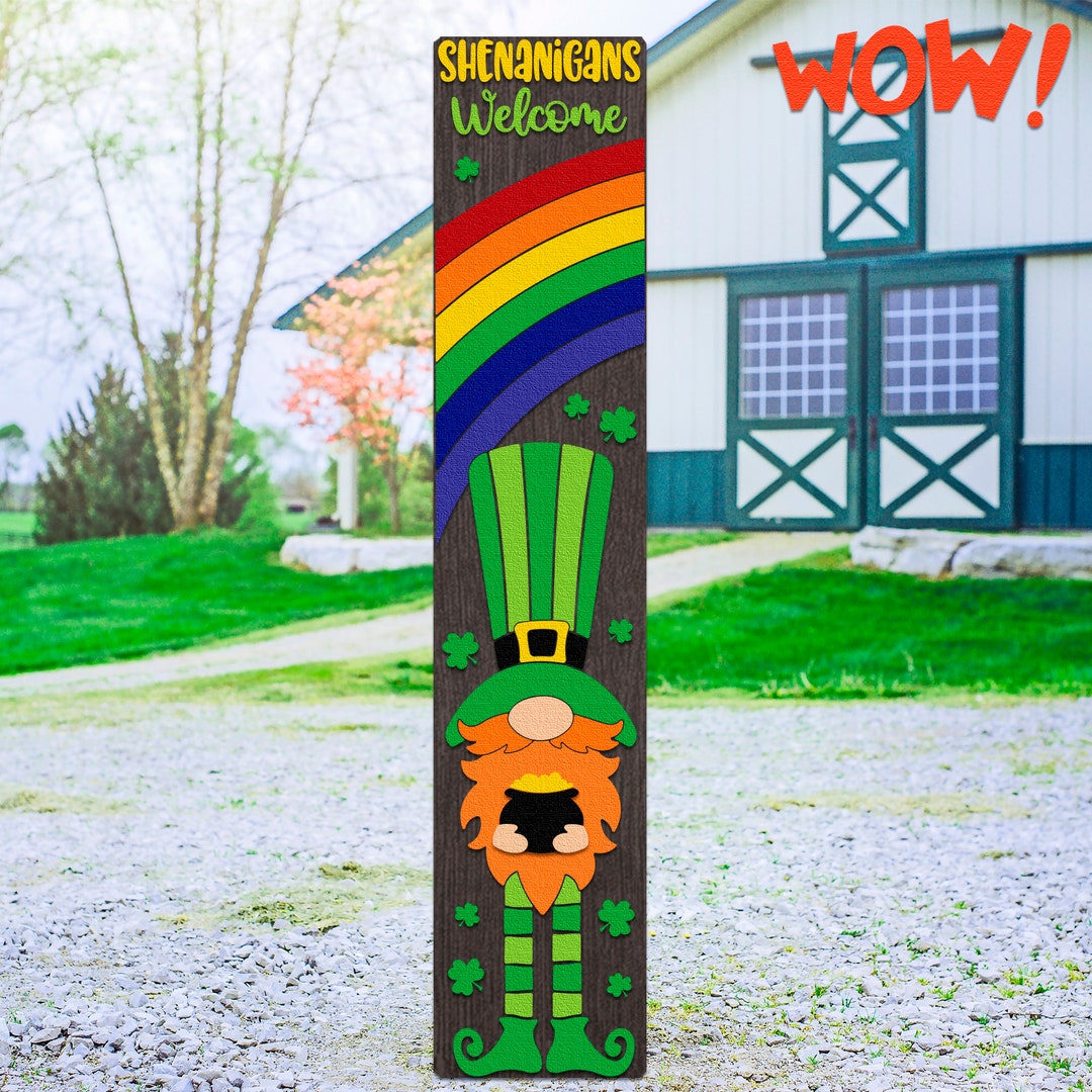 Shenanigans Welcome SVG, Layered Porch Sign DXF, Spring Leaner Cut File ...