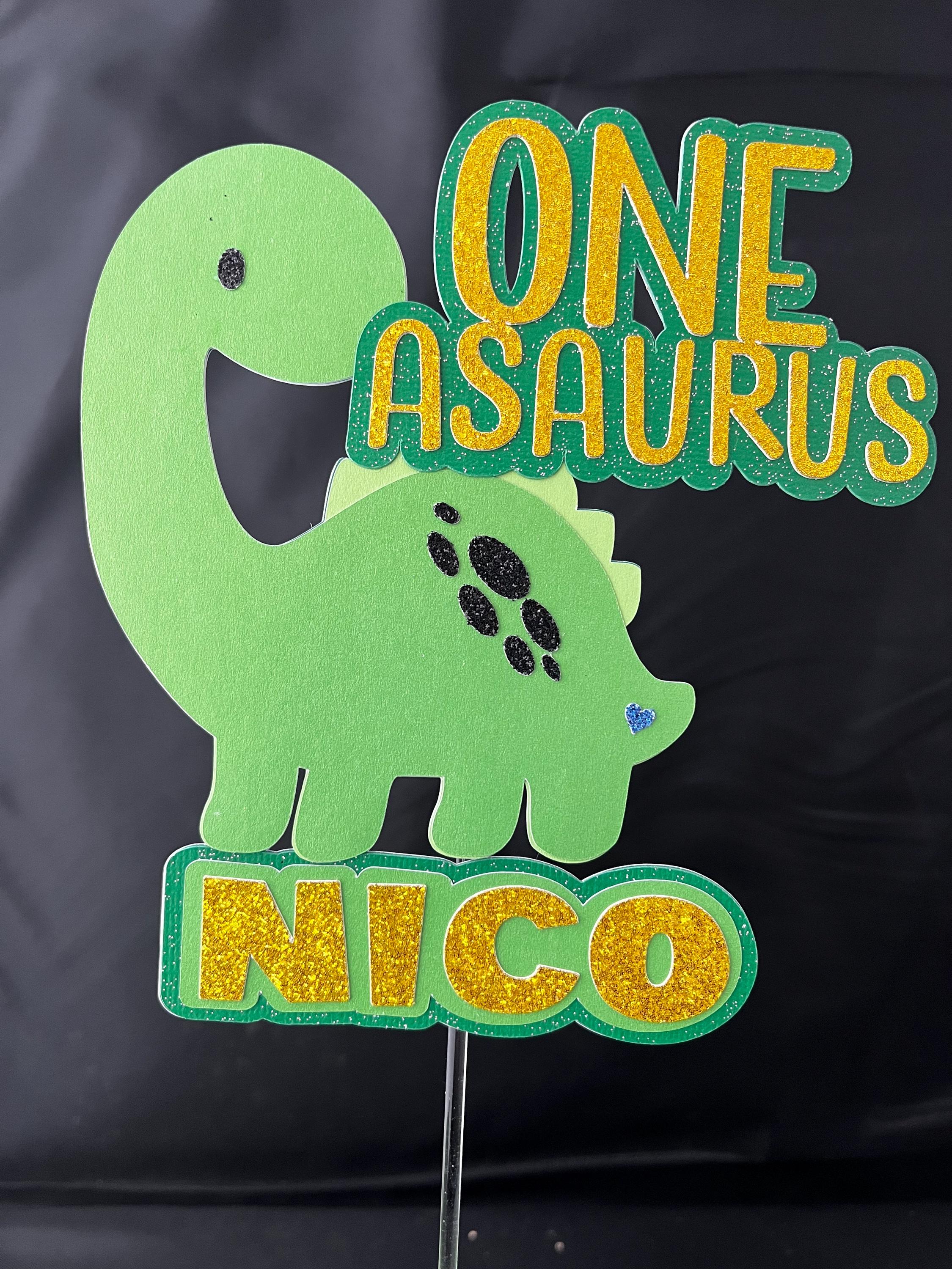 Cute Dinosaur Cake Topper. ONE Asaurus, Personalized, First Birthday ...