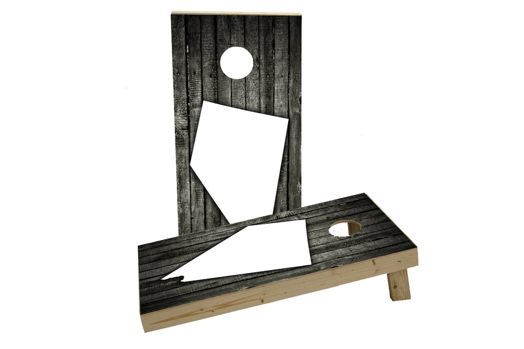 Nevada State Outline on Wood Slat Themed Custom Cornhole Board Game Set ...