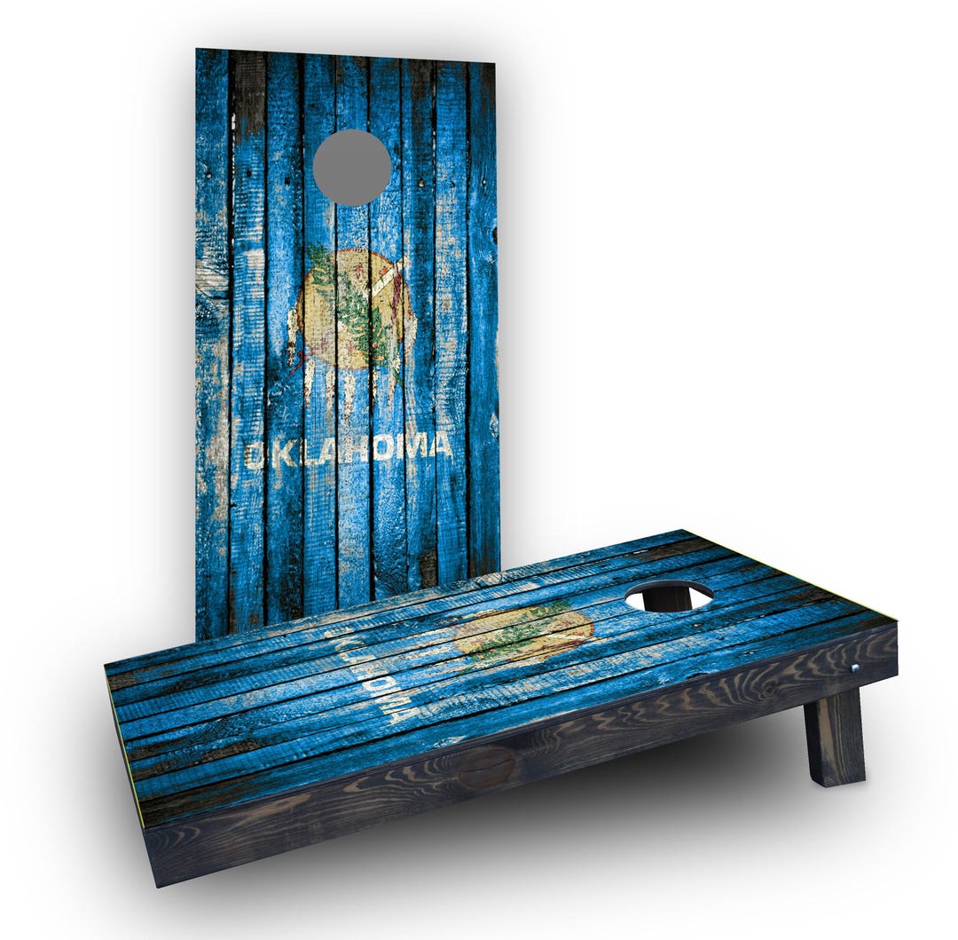 Oklahoma Themed Worn / Distressed Wood Slat State Flag Themed Custom ...
