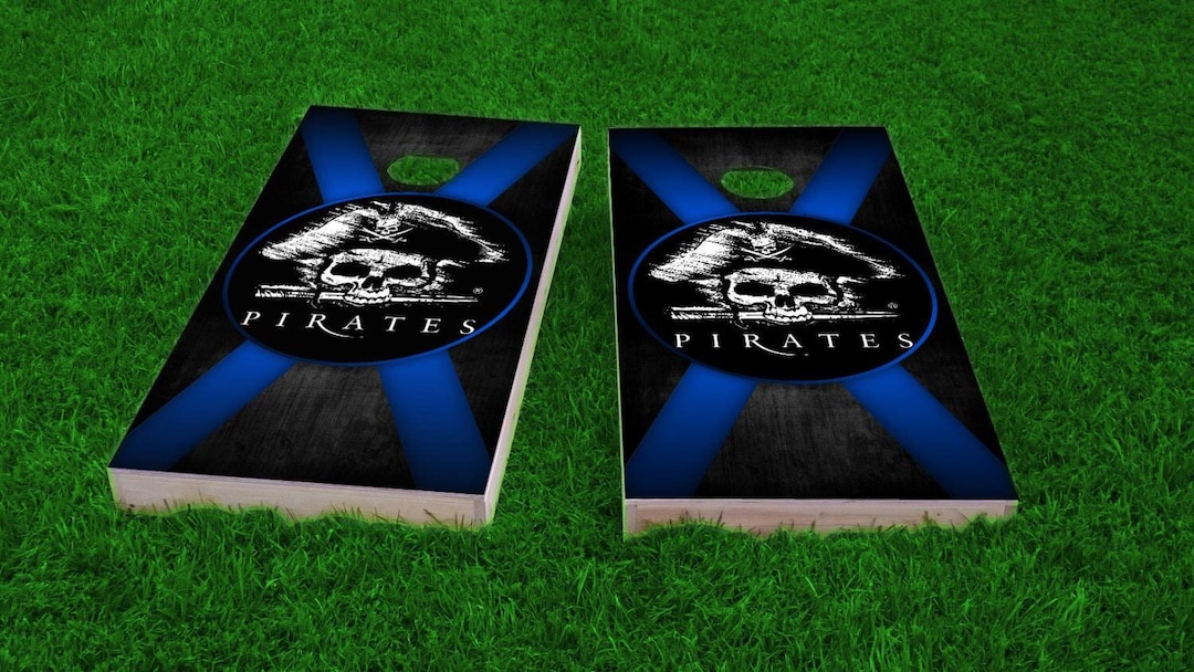 Blue Pirates Skull Theme 2x4 Custom Cornhole Board Set With Bags Custom ...