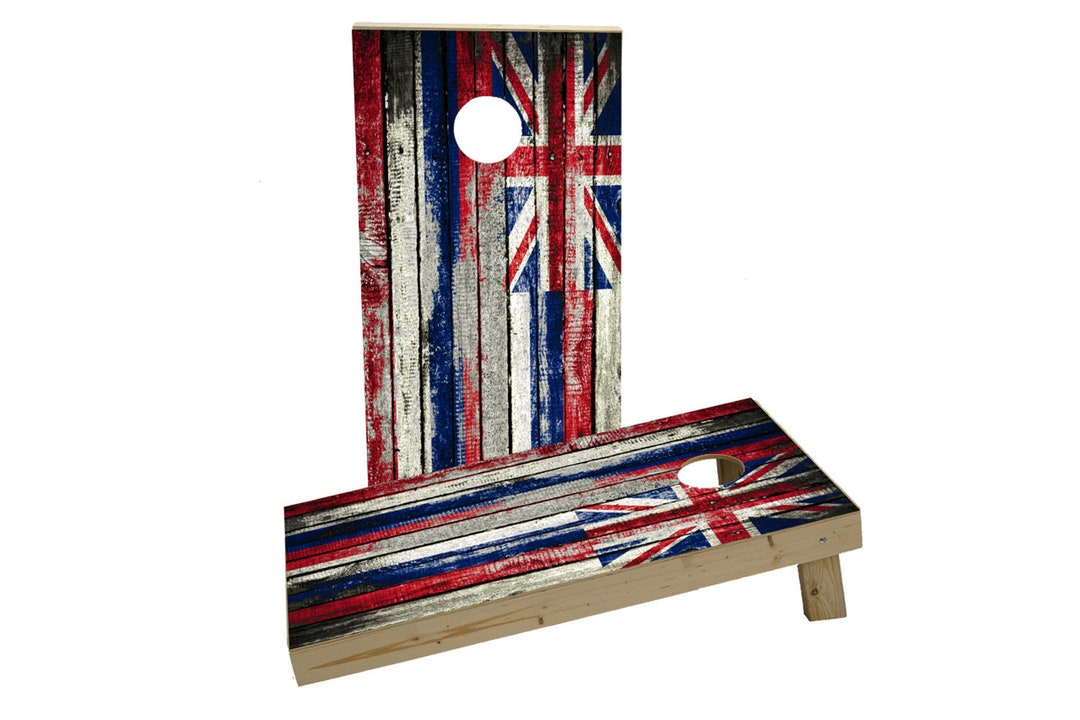 Hawaii Distressed Wood Slat State Flag Theme Regulation Custom Cornhole ...