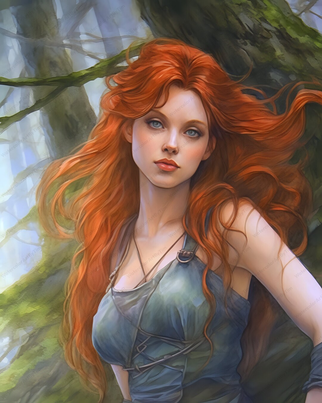Fiery Beauty: Digital Watercolor Painting of a Stunning - Etsy Ireland