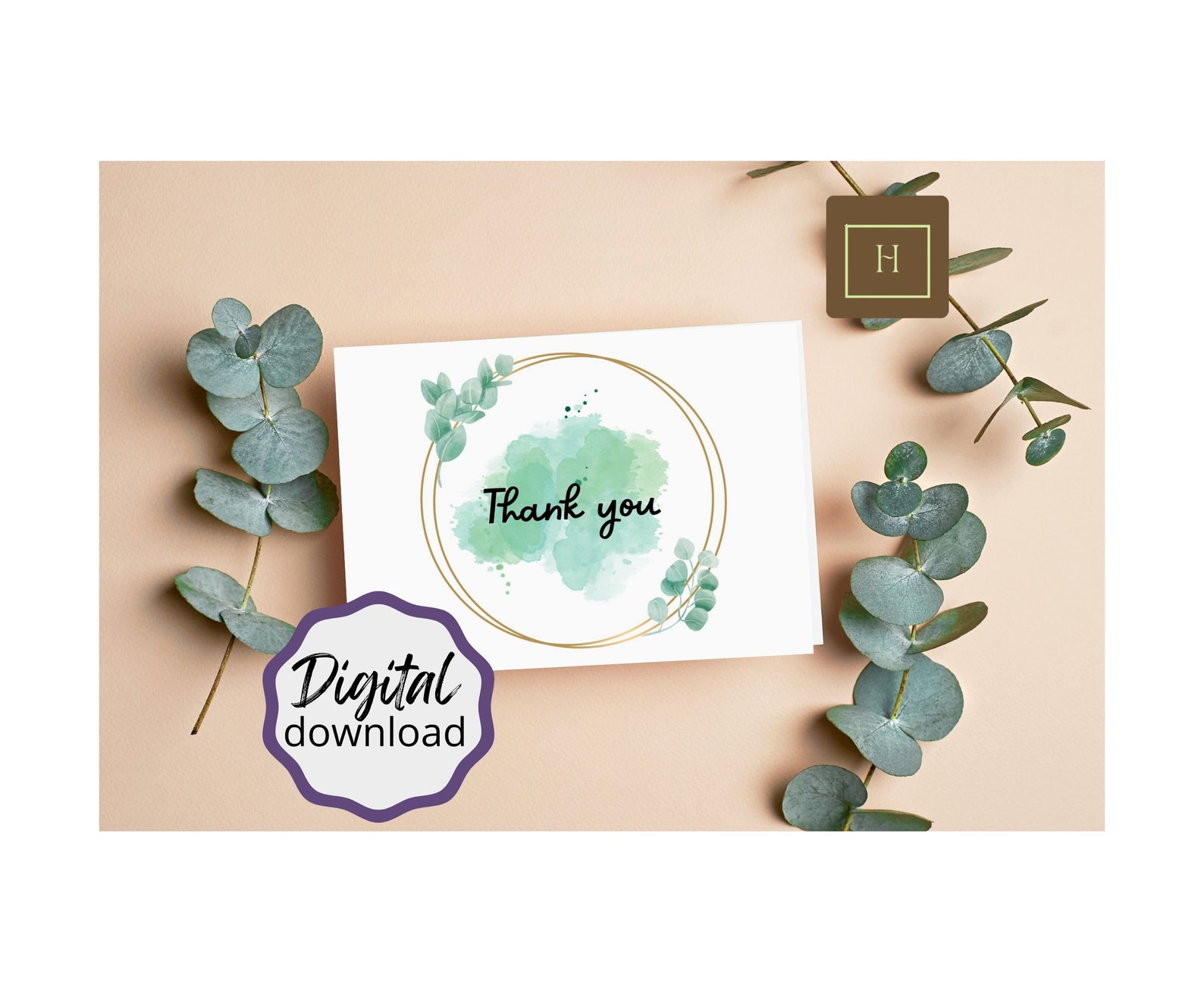Watercolor Printable 5x7 Thank You Card Digital Download - Etsy