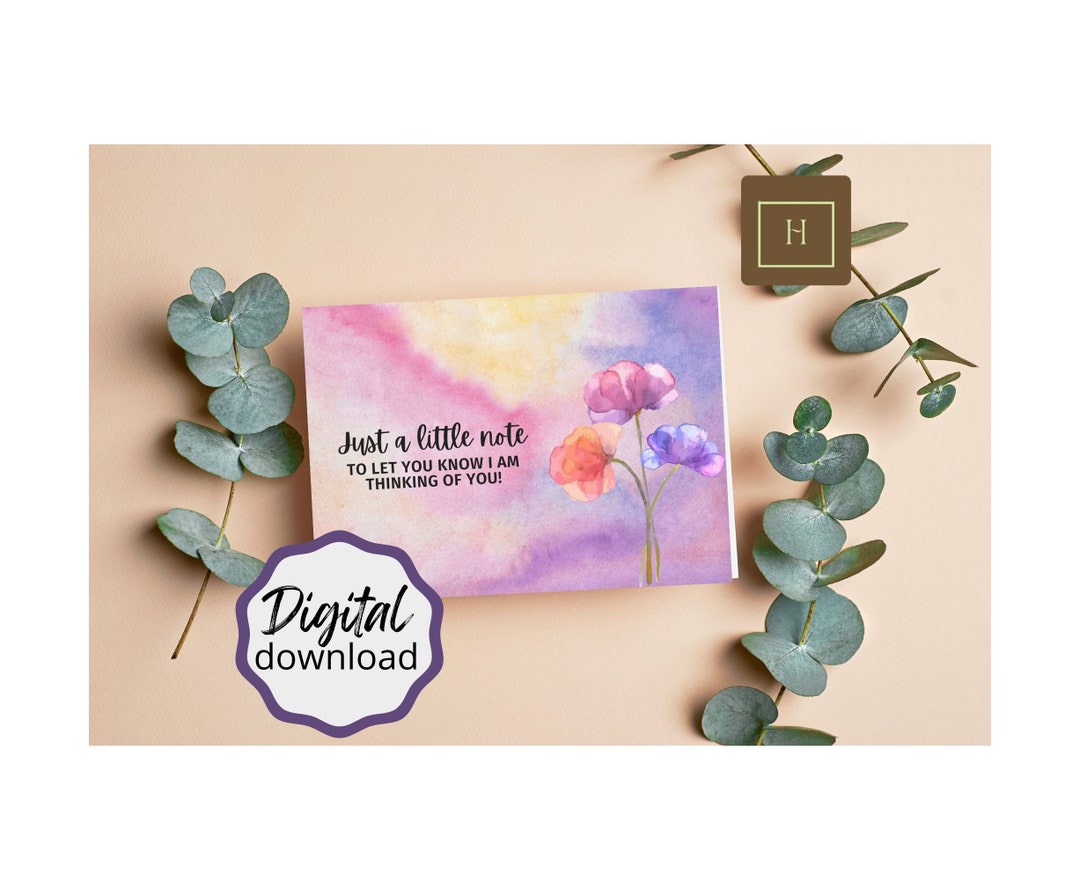 Thinking of You, Printable Greeting Card, Digital Download, Instant ...