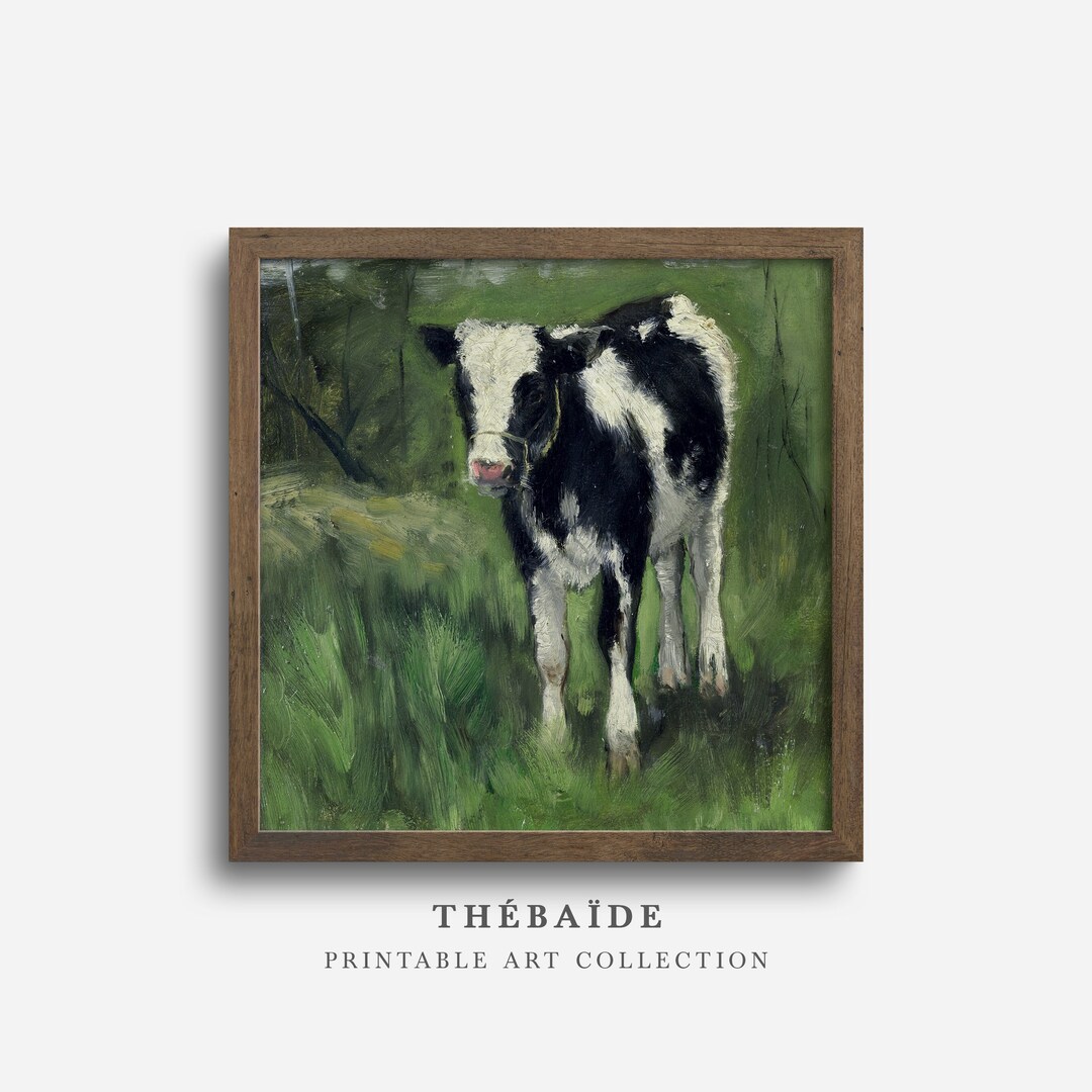 Vintage Cow Art Print Square Country Nursery Decor Farmhouse - Etsy