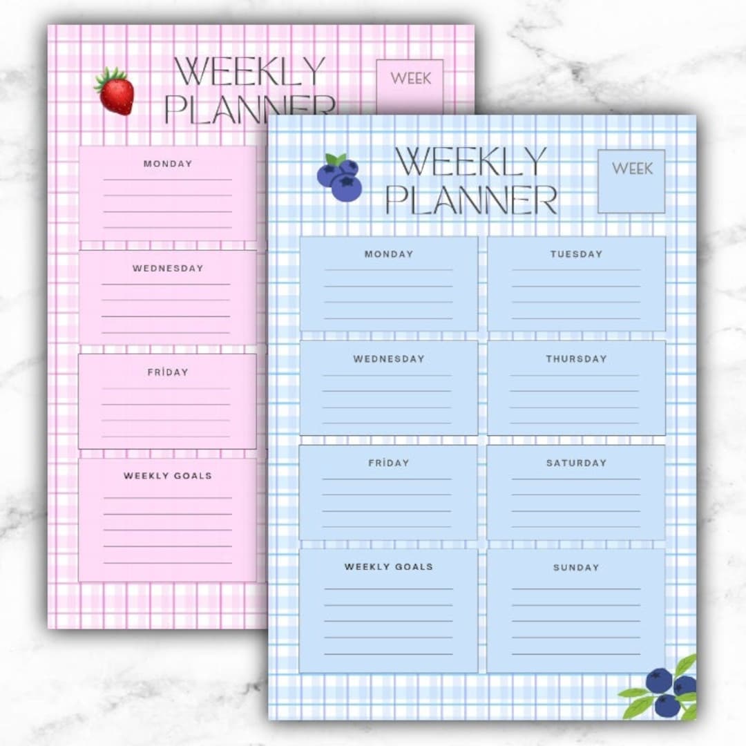 Printable Weekly Planner, Kawaii Fruit Design (digital Download) - Etsy