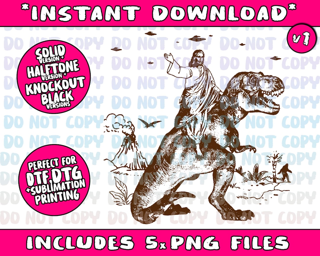 Jesus Riding Dinosaur Religious God Novelty 90s Ufopng Bundle - Etsy