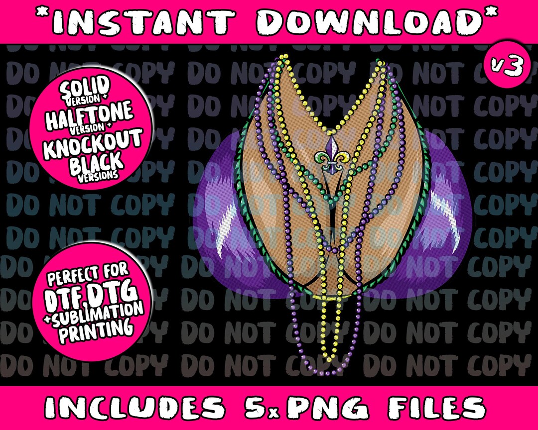 Mardi Gras Boobs and Beads Fat Tuesday Funny Gift Png Bundle, Trending ...