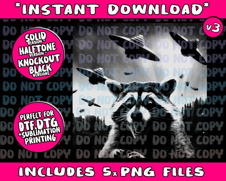Alien UFO Funny Raccoon Uaps Png Bundle Trending Png Popular - Etsy