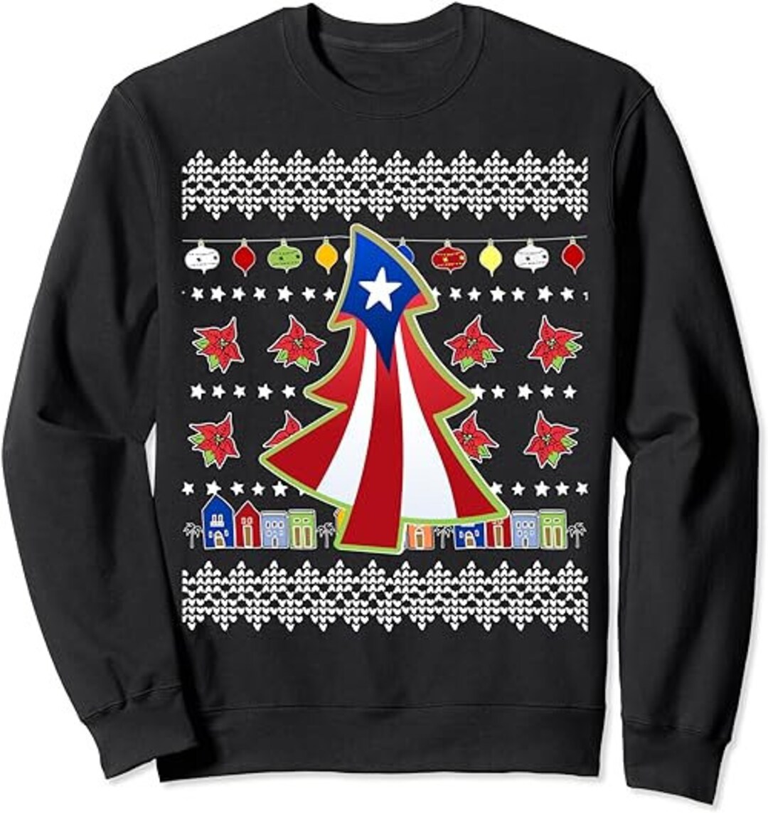 Puerto Rico Ugly Christmas Sweater Option Navidad Boricua T-shirt ...