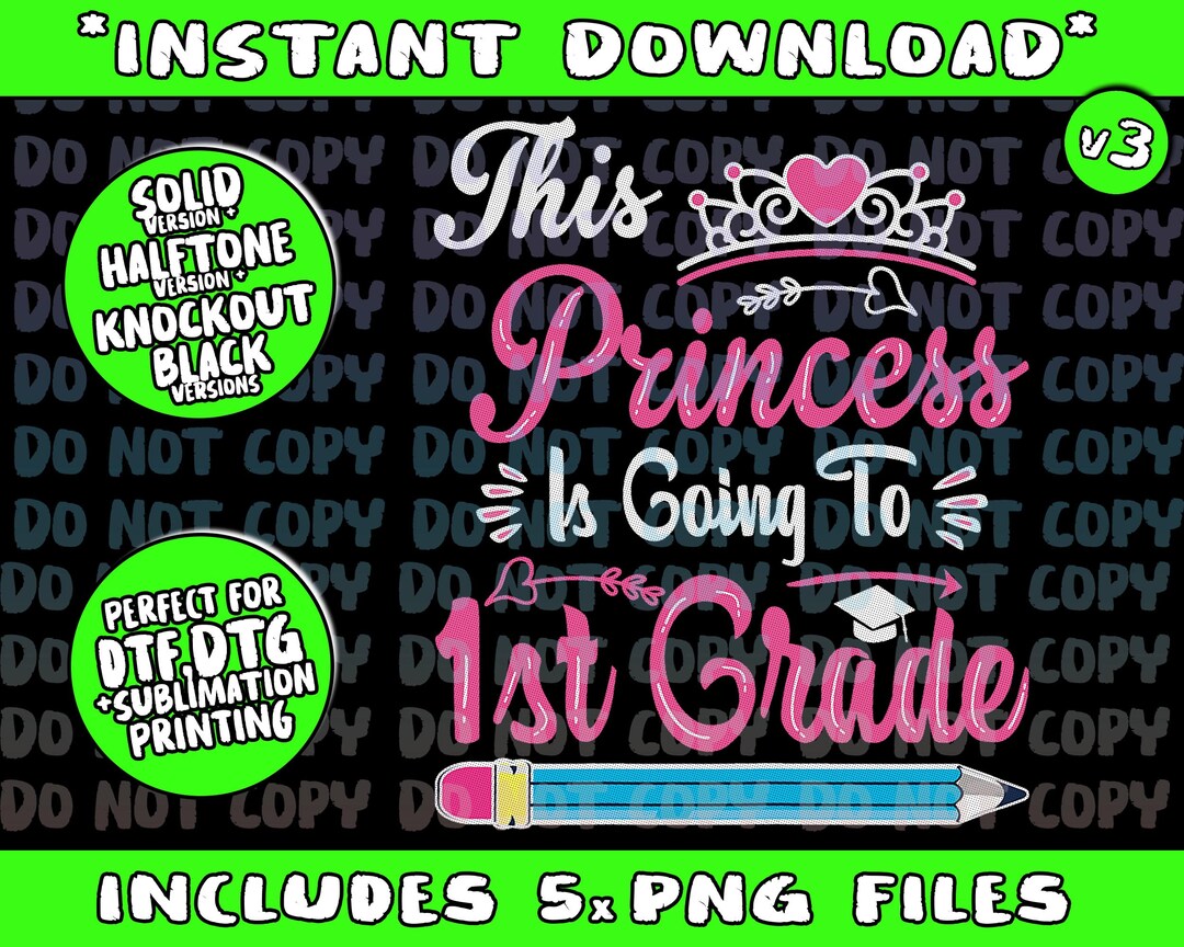 Princess Going to 1st Grade Shirt for Girls Back to School Png Bundle ...