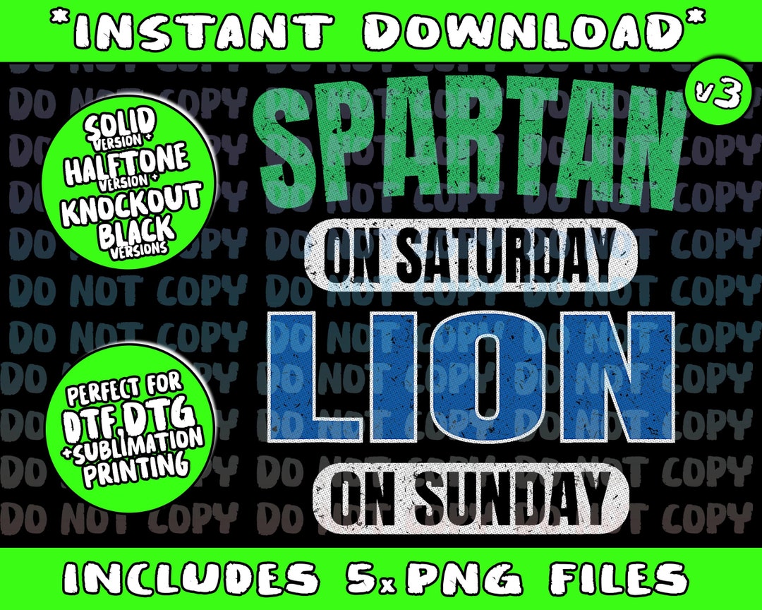 Spartan on Saturday Lion on Sunday Funny Detroit Vintage Png Bundle ...